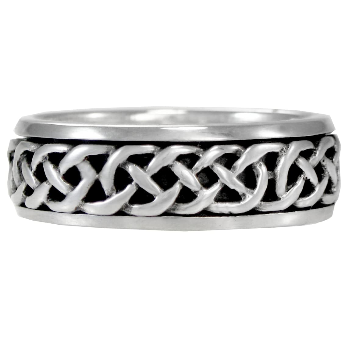 Silver Woven Celtic Knot Spinner Worry Ring for men or women (sz 4-15) sz 15