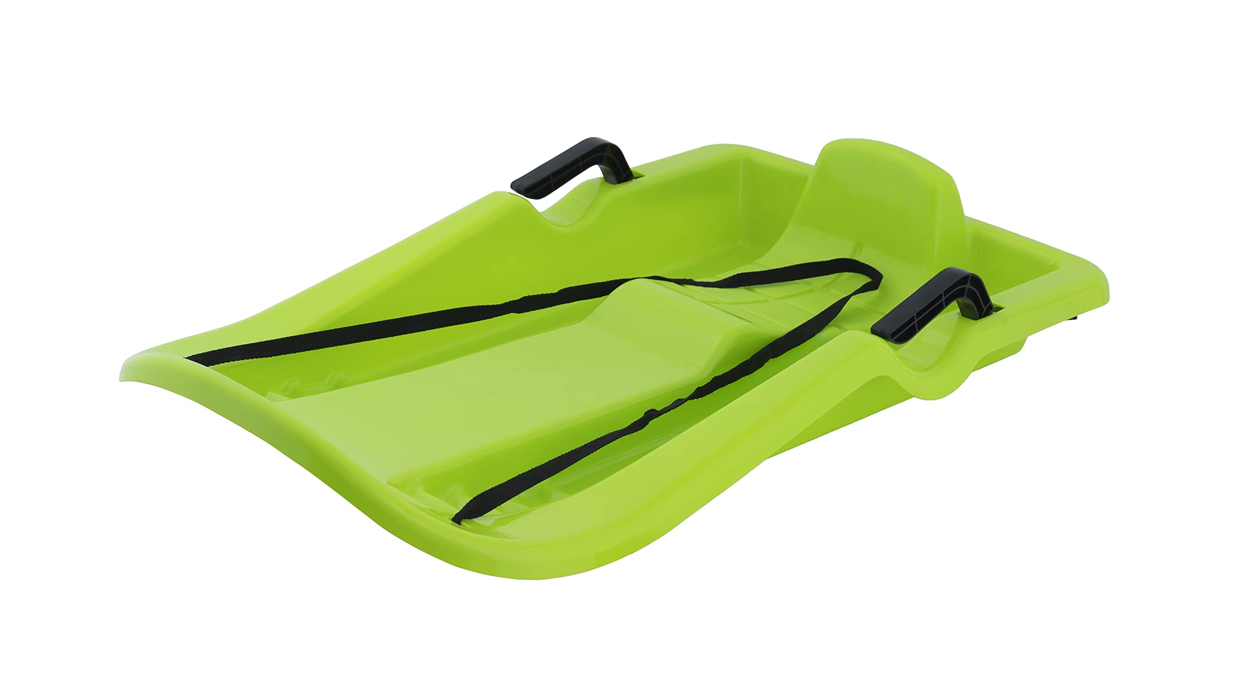 Superio Downhill Snow Sled with Brake Handles for Kids, 35β Toboggan Plastic Sleigh with Pull Rope, Green. (2)