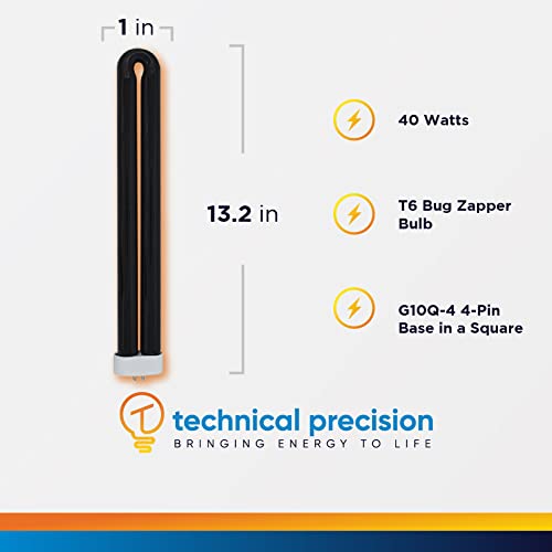 Technical Precision 40 Watt UV Replacement Bulb for Black Flag Light Bulb BZ-40DX T6 Black Light Bulb with G10q-4 4 Pin Base - 7500 Hours - for 1 Pack