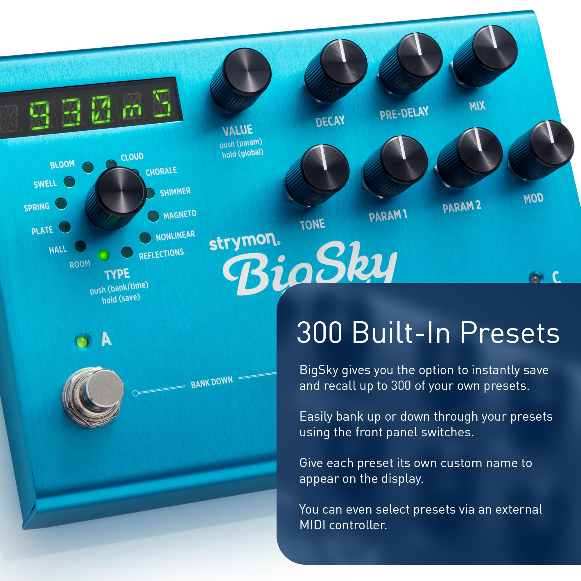 Strymon BigSky Multi Reverb Guitar Effects Pedal with 12 Unique Reverb Machines for Electric and Acoustic Guitar, Synths, Vocals and Keyboards