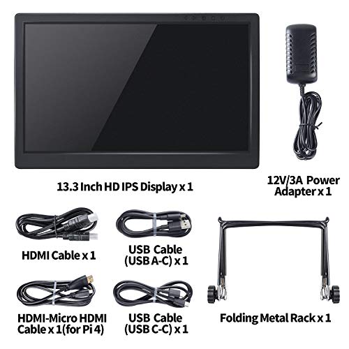 SunFounder RPi Display-Portable 2 HDMI Gaming Monitor-13.3 Inch, 1920x1080-For PS4, RPi, WiiU, Xbox 360, Windows 7/8/10