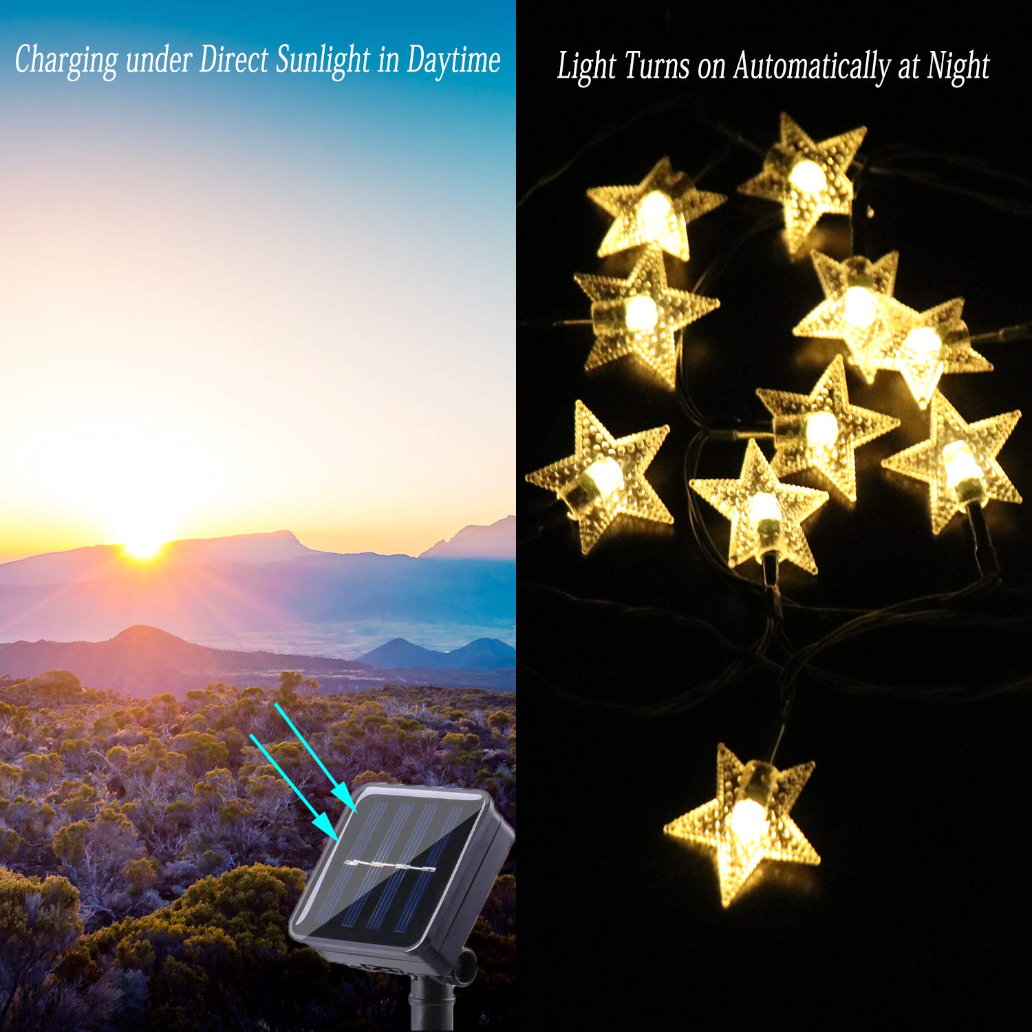 Winboom 100 Led 39.4FT Solar Christmas Lights Outdoor Waterproof 8 Modes Star Solar String Lights,Solar Powered Fairy Light for Outside Garden Tree