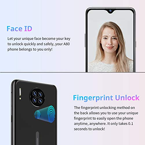 Unlocked Smartphones, Blackview A80, 4G Dual sim Unlocked Cell Phones, Bundle Android 10 OS 2GB+16GB ROM, 6.21" HD+, Fingerprint Face Detection, 4200mAh high Capacity Battery, at&t Phone on Cricket