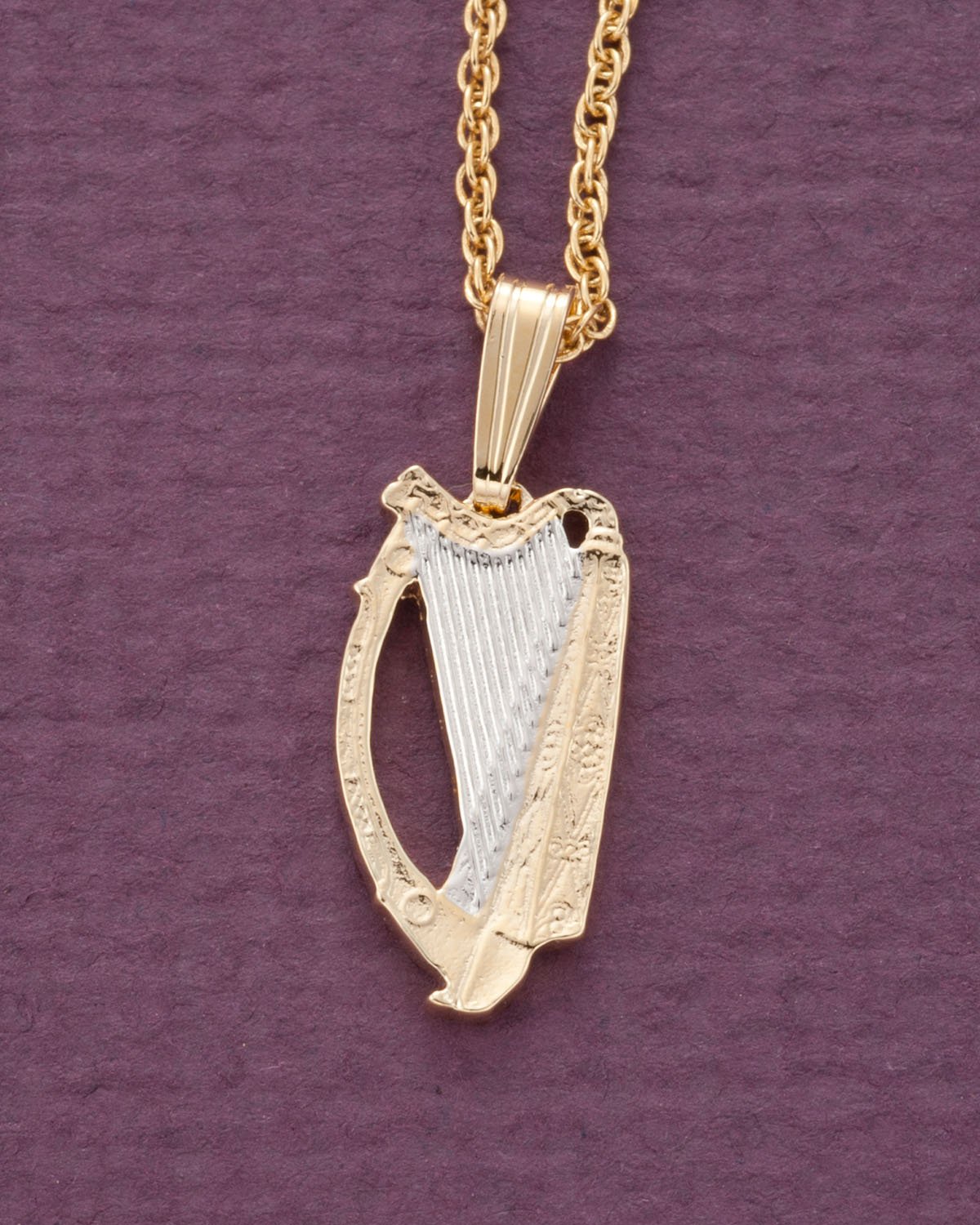 The Difference World Coin Jewelry Irish Harp Pendant and Necklace, 3/4" in Diameter, (# 171B)