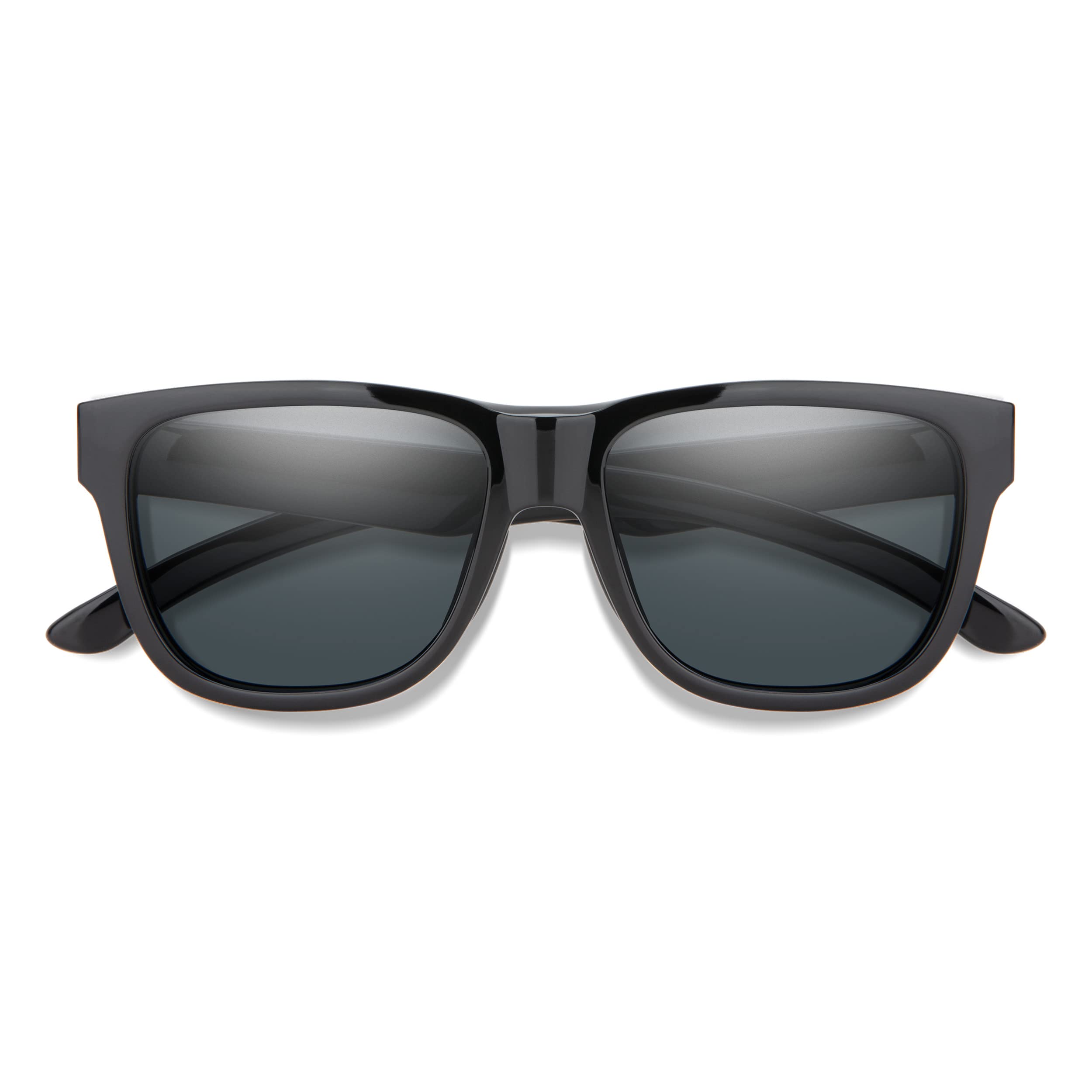 SMITH Lowdown Slim 2 Sunglasses – Performance Sports Active Sunglasses For Running or Everyday Wear – For Men & Women – Black + Grey Polarized Lenses