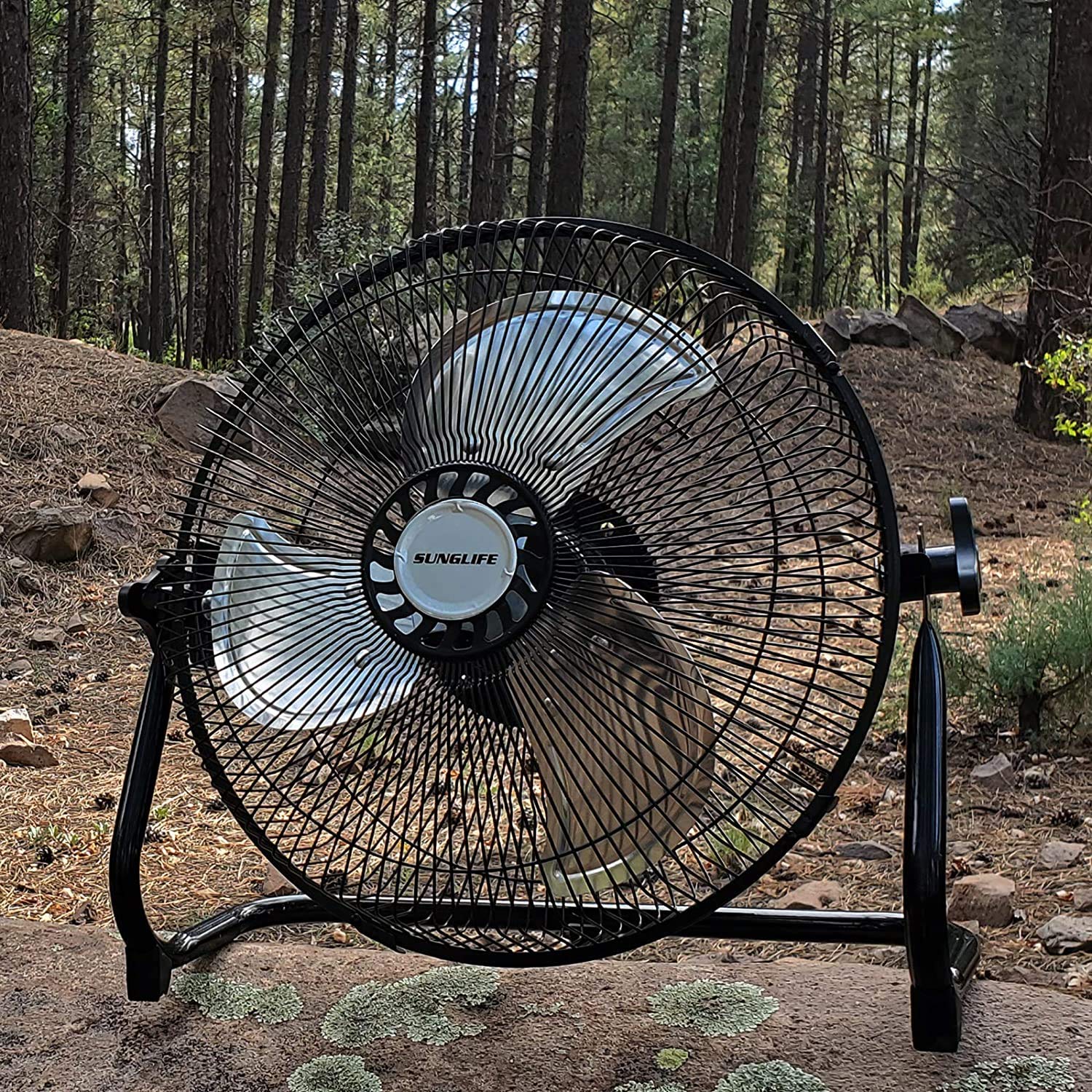 SUNGLIFE 12" High Velocity Floor Fan, 12 Speeds Rechargeable Battery Operated Fan Cool Cold Air Circulator