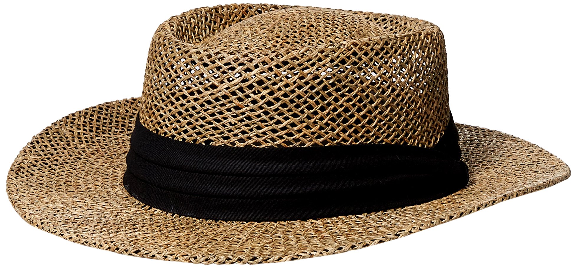 San Diego Hat Co. Men's Seagrass Sun Hat, Natural/Black, One Size