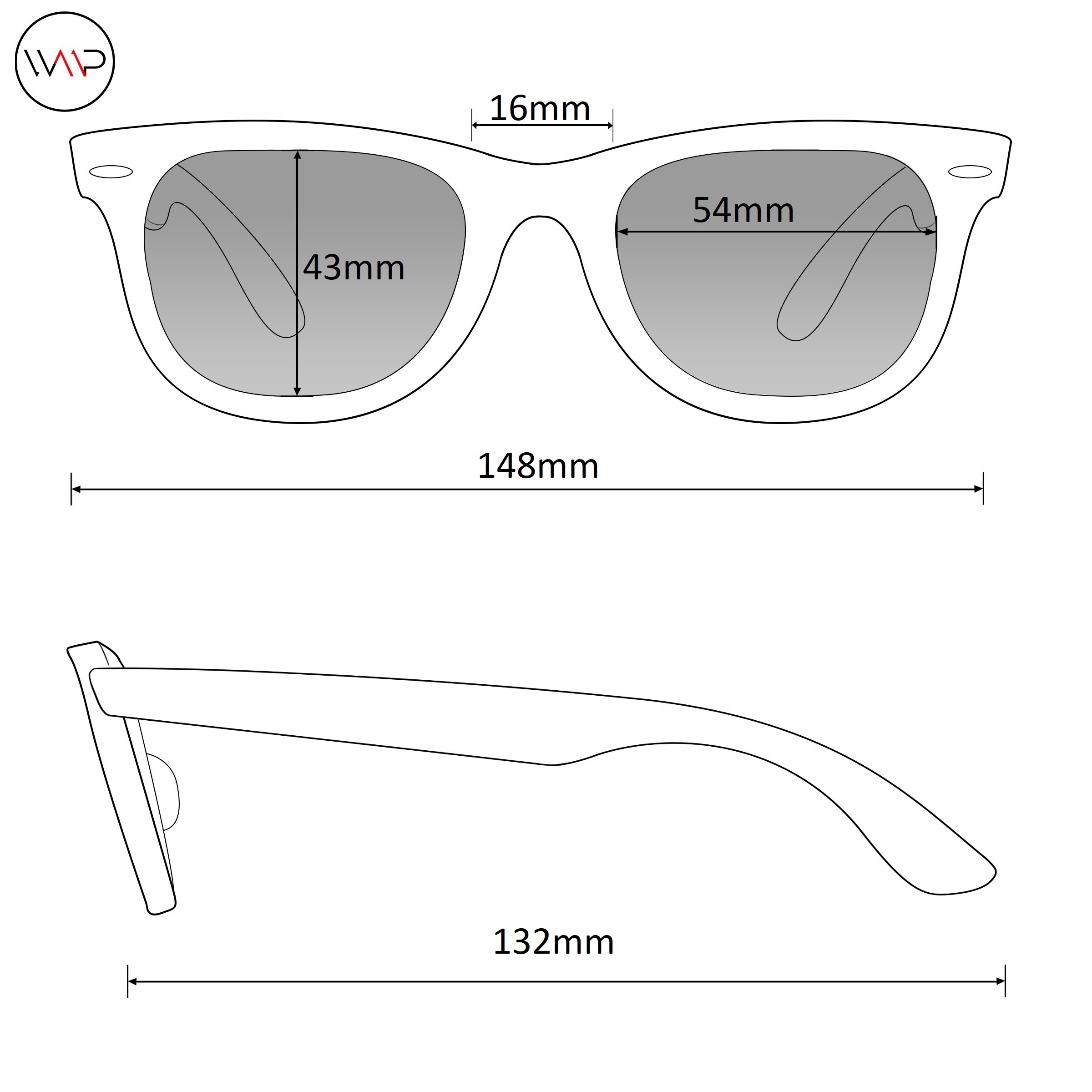 WearMe Pro Modern Black Square Foldable Sunglasses with Case (Black Frame/Mirror Blue Lens)
