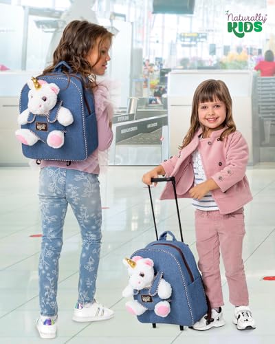 Unicorn Rolling Backpack for Girls, Kids Suitcase with Wheels, Kids Luggage, Toddler Suitcase