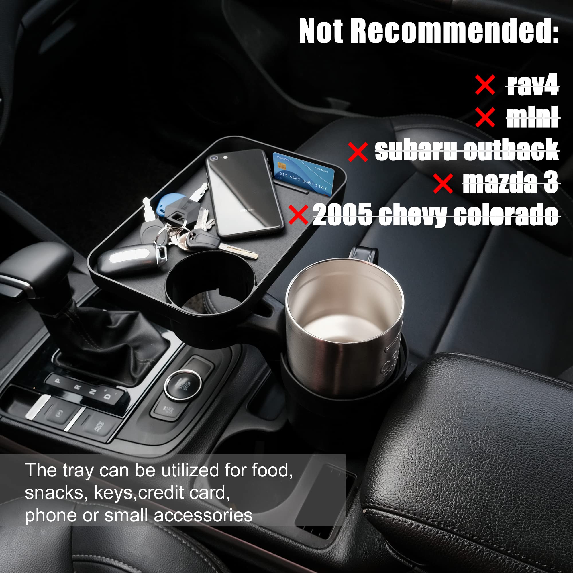 SEVEN SPARTA Car Cup holder Expander&Tray for Compatible with Yeti 20/26/30 oz, Hydro Flasks 32/40 oz, Nalgenes 30/32/38/48 oz, Camelbak 32/40 oz, Large Bottles in 3.4''-3.7'' Diameter.
