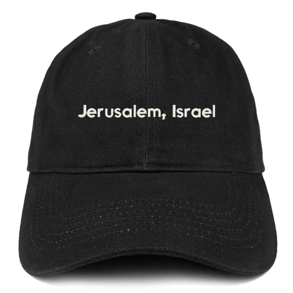 Trendy Apparel Shop Jerusalem Israel Embroidered Cotton Unstructured Dad Hat - Black