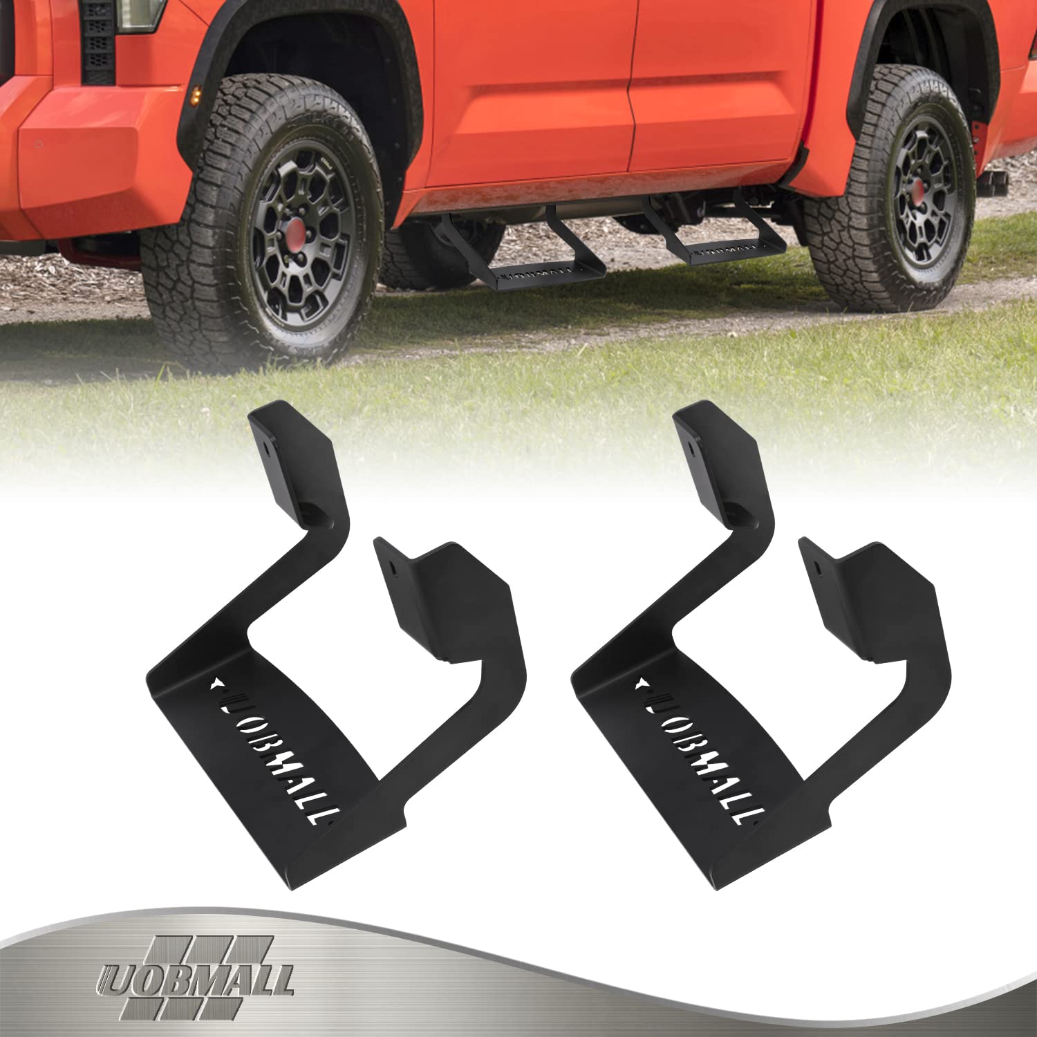 UOBMALL Universal Pickup Side Steps Heavy Duty Steel Side Hoop Step Set 2 Pieces for Various Trucks from Chevy, Ford, Toyota, GMC, Dodge RAM and Jeep (Black)
