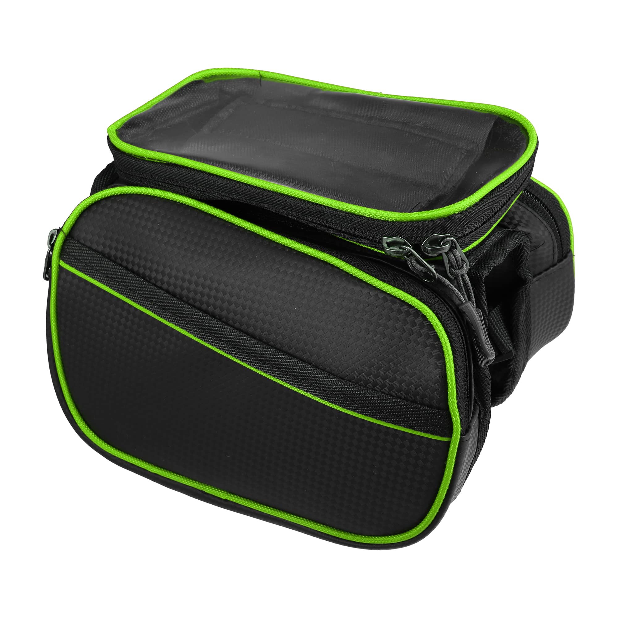 X AUTOHAUX Bike Front Frame Pouch Bag with 6.2-inch Touch Screen Phone Holder Waterproof Bicycle Storage Bag for Road Mountain Bikes Green