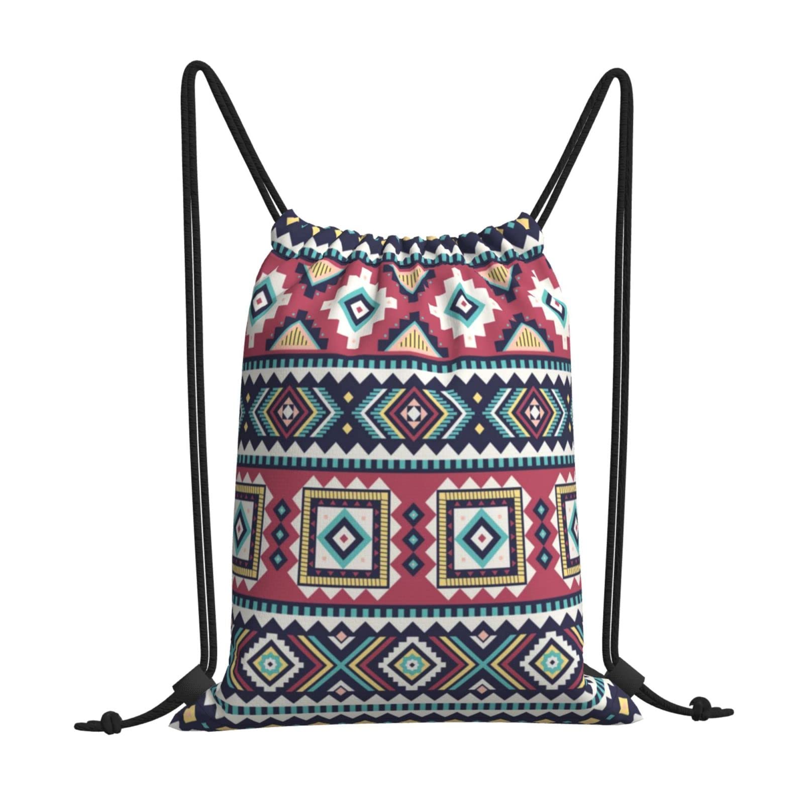 YIUGRSA Bohemian Folk Style Drawstring Backpack Gym String Bag Sport Sackpack Beach for Men/Women/Kids Waterproof Lightweight 14x16inch
