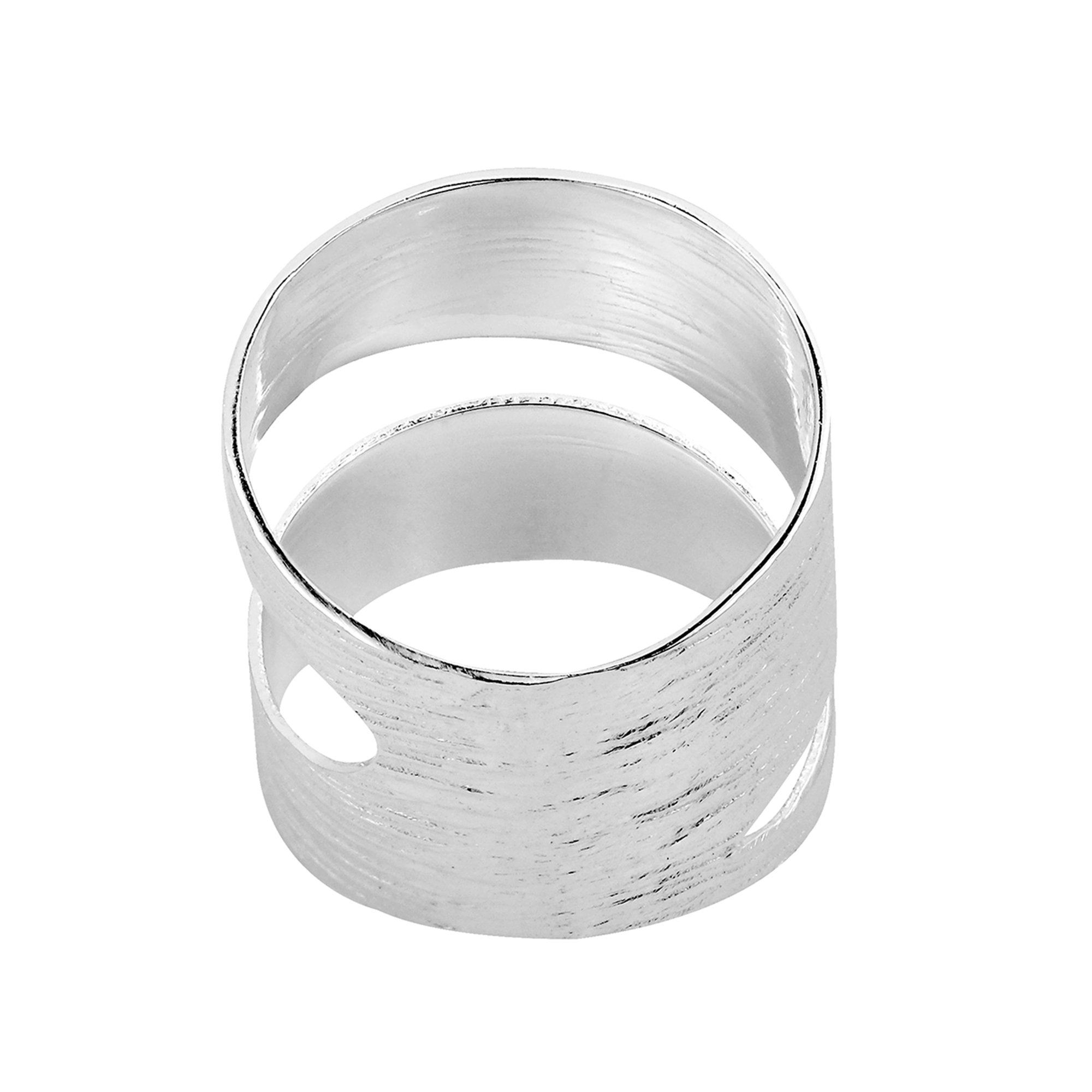 Wide Textured Line Wrap Satin Brush Sterling Silver Ring (7)