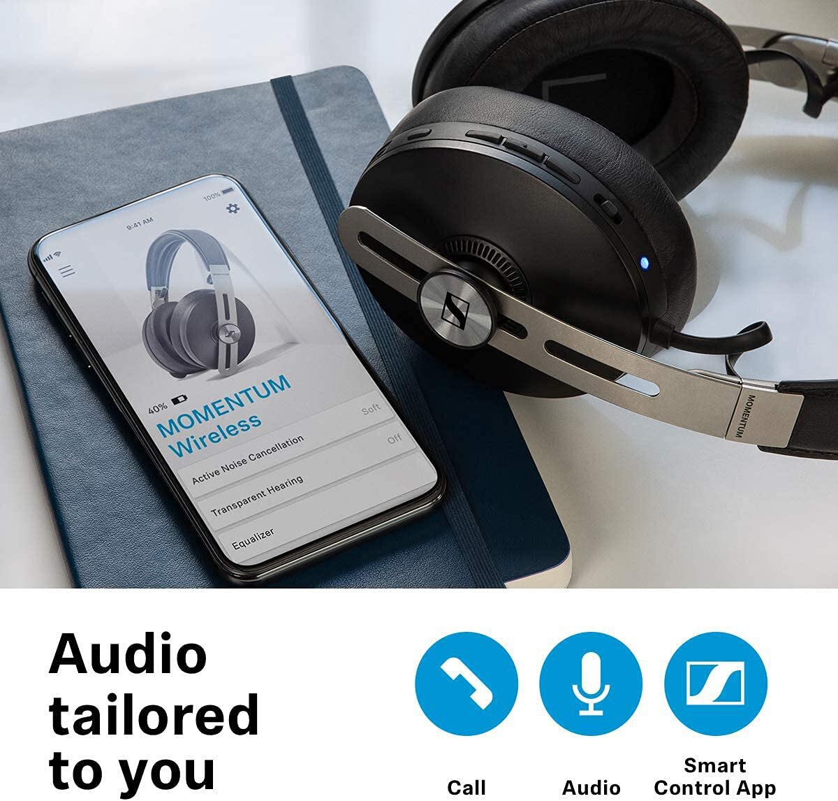 Sennheiser Momentum 3 Wireless Noise Cancelling Headphones with Alexa, Auto On/Off, Smart Pause Functionality and Smart Control App, Black White (Renewed)