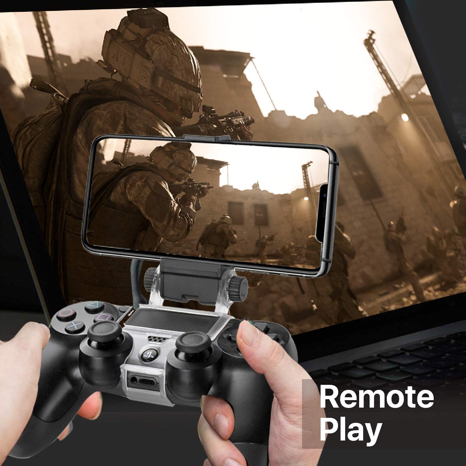 TNP Controller Phone Clip Holder Clamp Mount Bracket for Sony PlayStation 4 Dual Shock Wireless Controller [PlayStation 4] for iPhone 11 Pro, 11 Pro Max, 11, Xs, Xs Max, X, 8 Plus, 8, 7