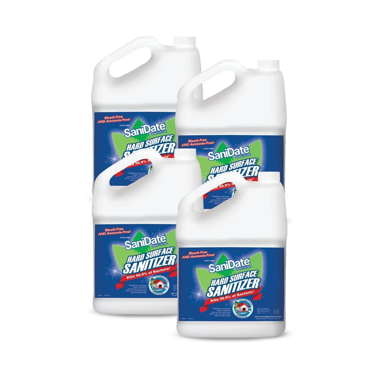 SaniDate Hard Surface Sanitizer - 1 Gallon (Case of 4) - Ready to Use Refill - EPA Registered - No Mixing - No Rinse - Food Contact Surface - Green Cleaning