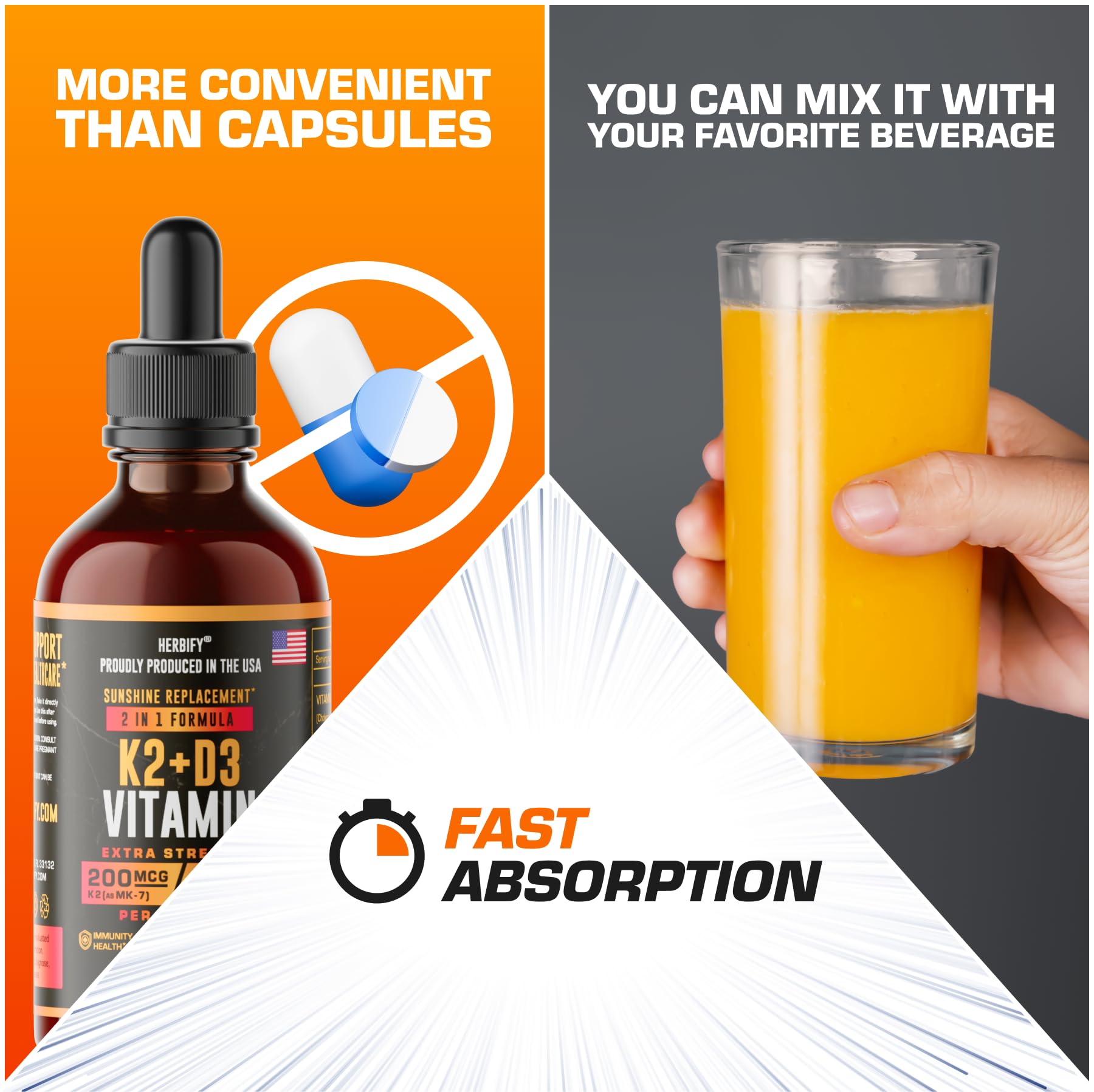 Vitamin D3 K2 Drops β Liquid Vitamins for Women, Men & Teen Vitamins - Bone Strength Supplements - D3 K2 Mt Vitamins for Immune Support & Heart Health - Vitamin D3 10000 Iu Liquid K2 Drops β 2 oz