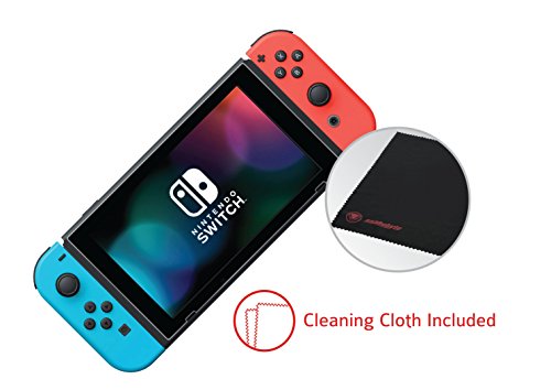 Snakebyte Tough Kit - Accessory Set Including Rubber Hard Case H9 Glass Protector Cleaning Cloth Thumb Grips Game Hard Case for Nintendo Switch - Black - Nintendo Switch