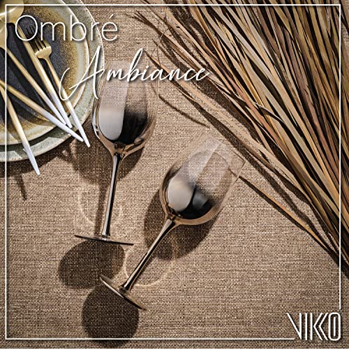 Vikko Décor Silver Ombre White Wine Glasses | Thin, Handblown Glass – Tall, Elegant Stem – Dishwasher Safe – 17.5 Ounce Cup – Great Gift Idea – Set of 12 Wine Glasses