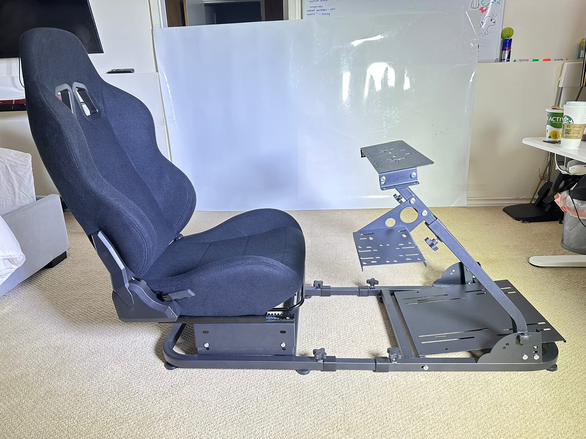 X-Factor Racing Wheel Simulator Cockpit Seat with Steering Wheel Stand and Gear Shifter Mount, Adjustable Seat, Fits Logitech, Thrustmaster, Fanatec Wheels, Compatible with Xbox One, PS4, PC Platforms