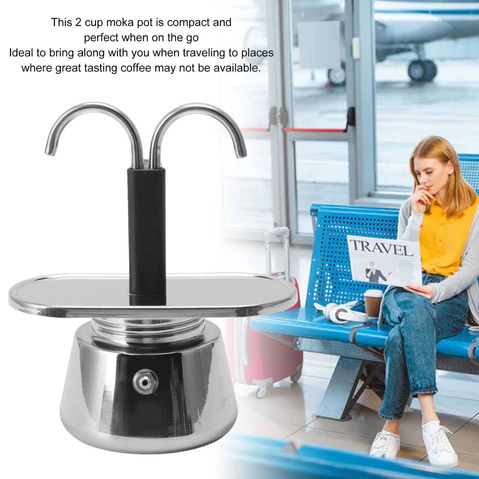 YEmirth 2 Cup Stovetop Espresso Maker, Moka Pot Coffee Maker Classic Italian Coffee Maker Espresso Maker Stovetop 2 Cup 100ML Double Head Stainless Steel, DIY Conduit Coffee Pot