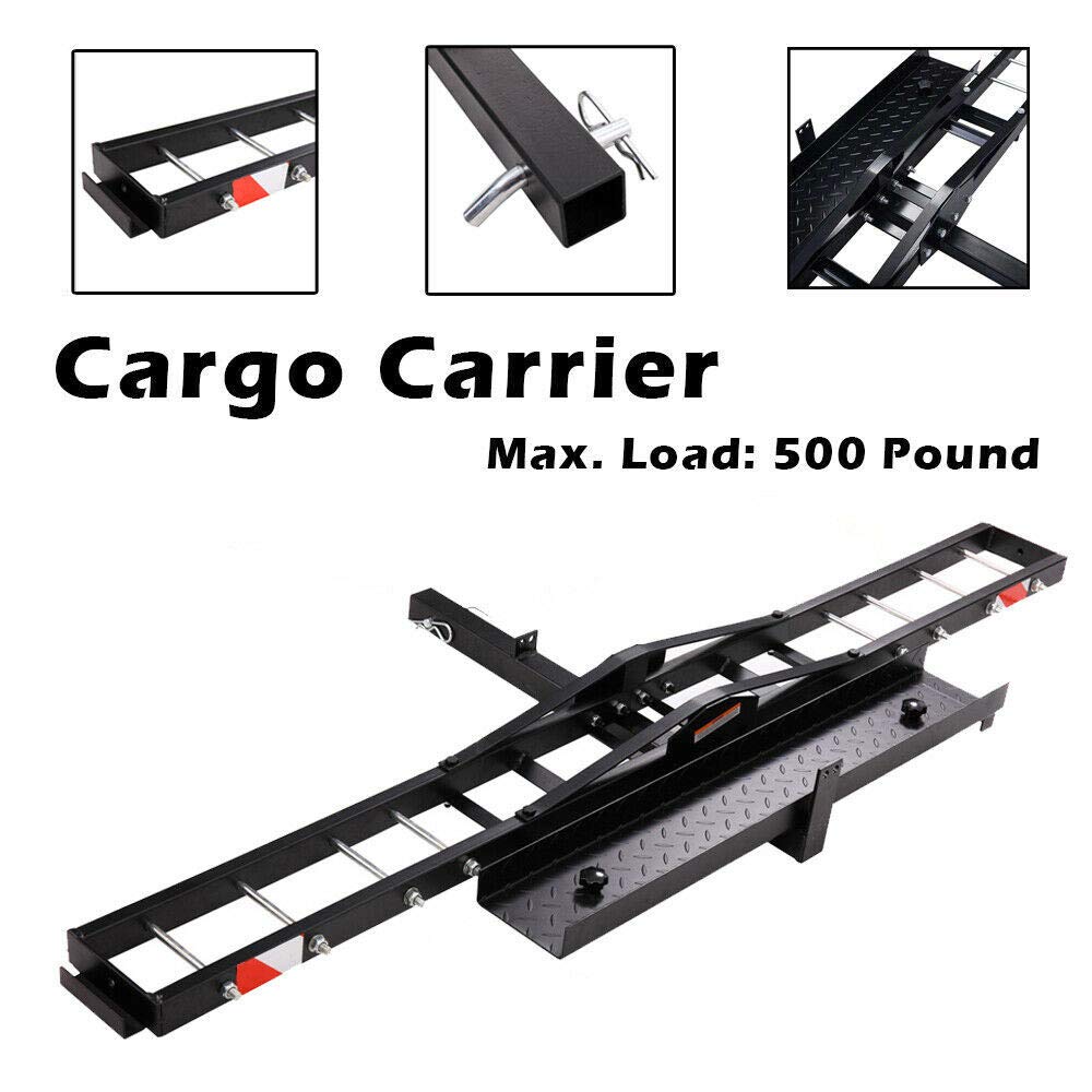 W4-moto 500 lb Motorcycle Scooter Dirtbike Steel Carrier Hauler Hitch Mount Rack with Loading Ramp 2" Receiver Mount