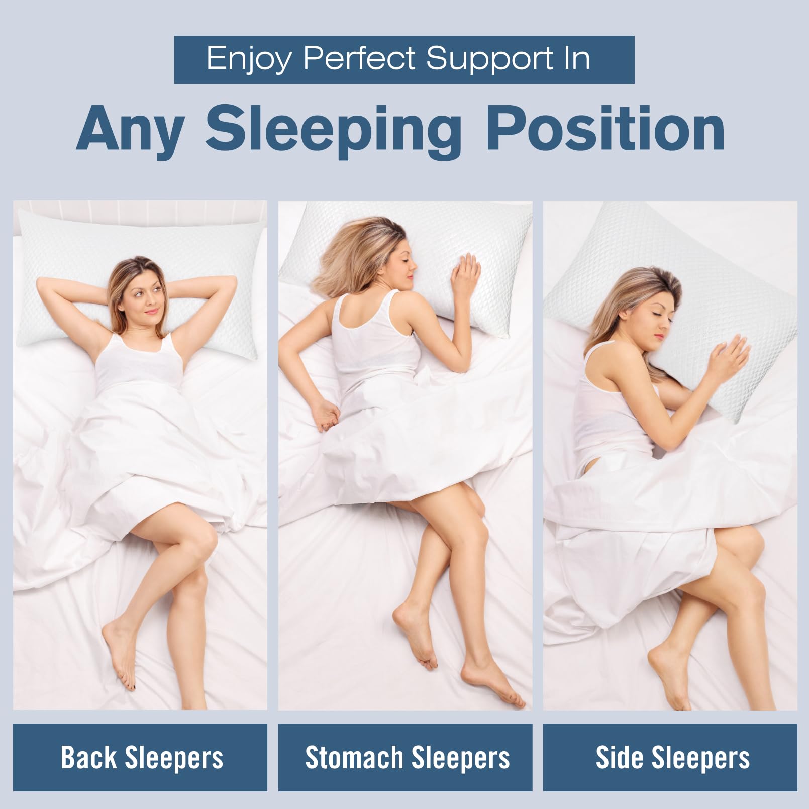 Shredded Memory Foam Pillow with Washable Removable Pillowcase,Height Adjustable,Standard Size Bed Pillow for Sleeping,Suitable for Stomach,Back and Side Sleepers.