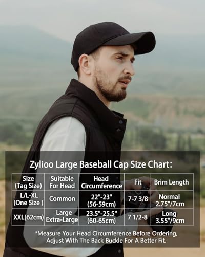 Zylioo Oversize XXL 100% Cotton Baseball Cap,Large Hat for Big Heads 23.5"-25.5",Adjustable Low Profile Blank Dad Cap