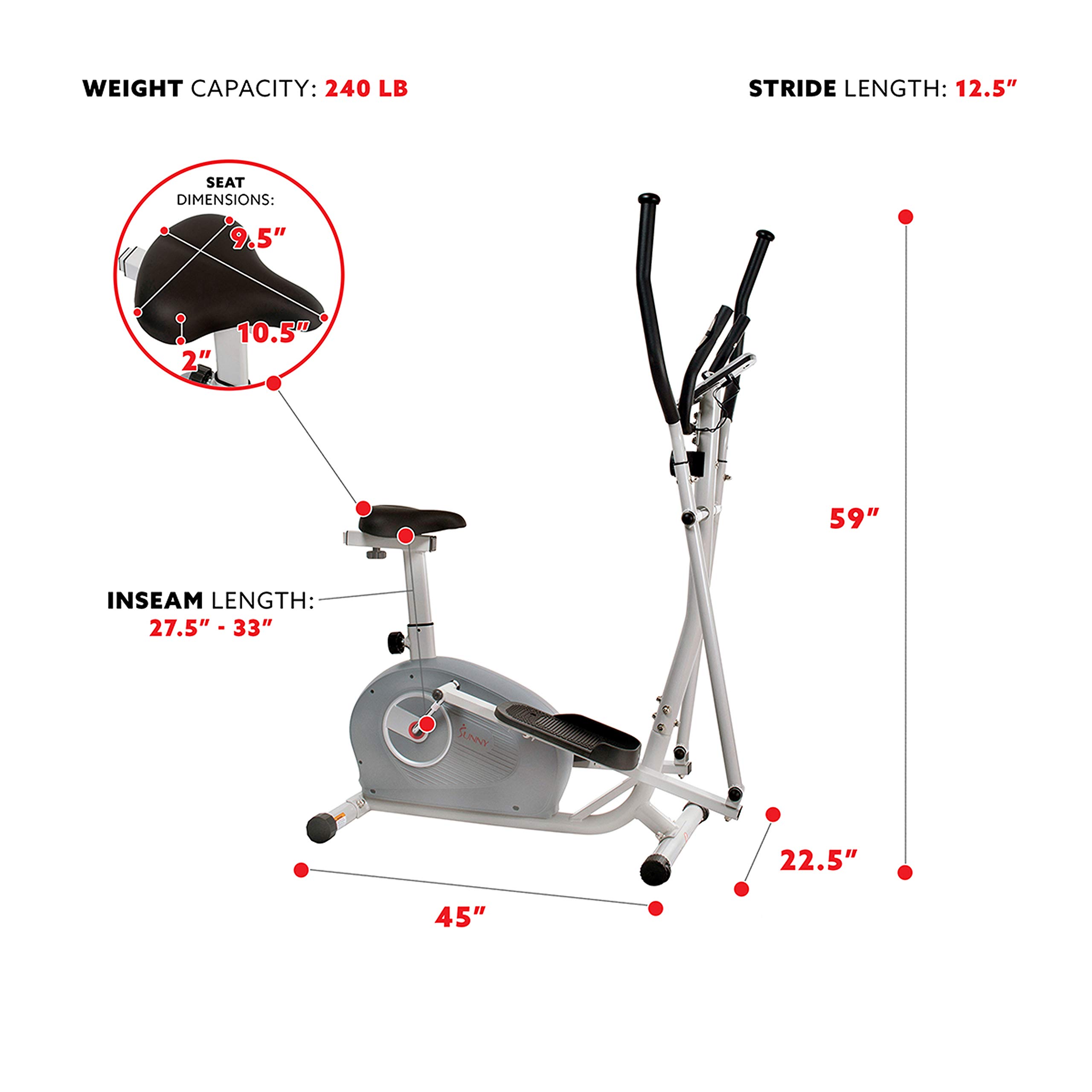 Sunny Health & Fitness Elliptical Trainer Bike