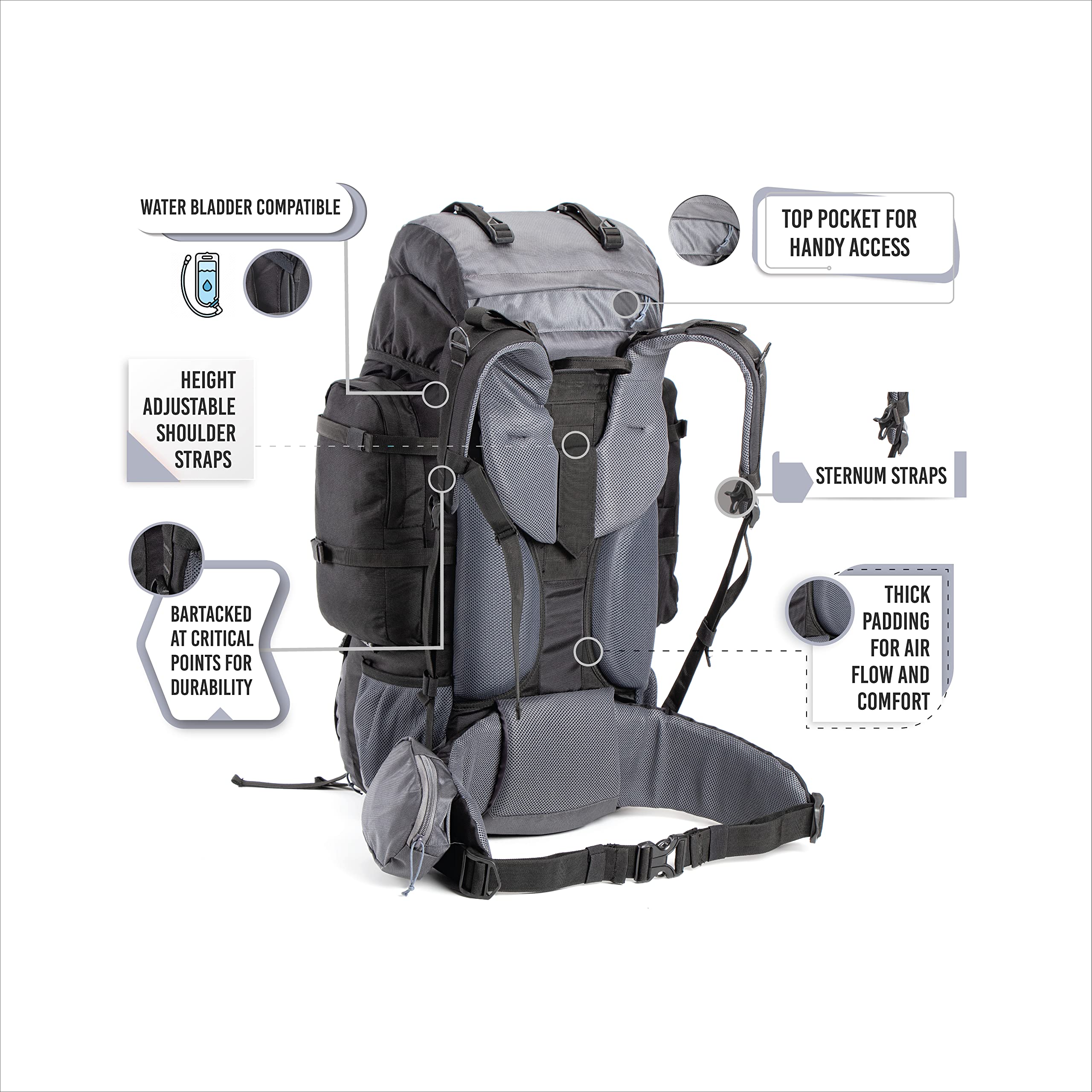 TriPole 55 Ltrs Rucksack (Walker_Orange_55)