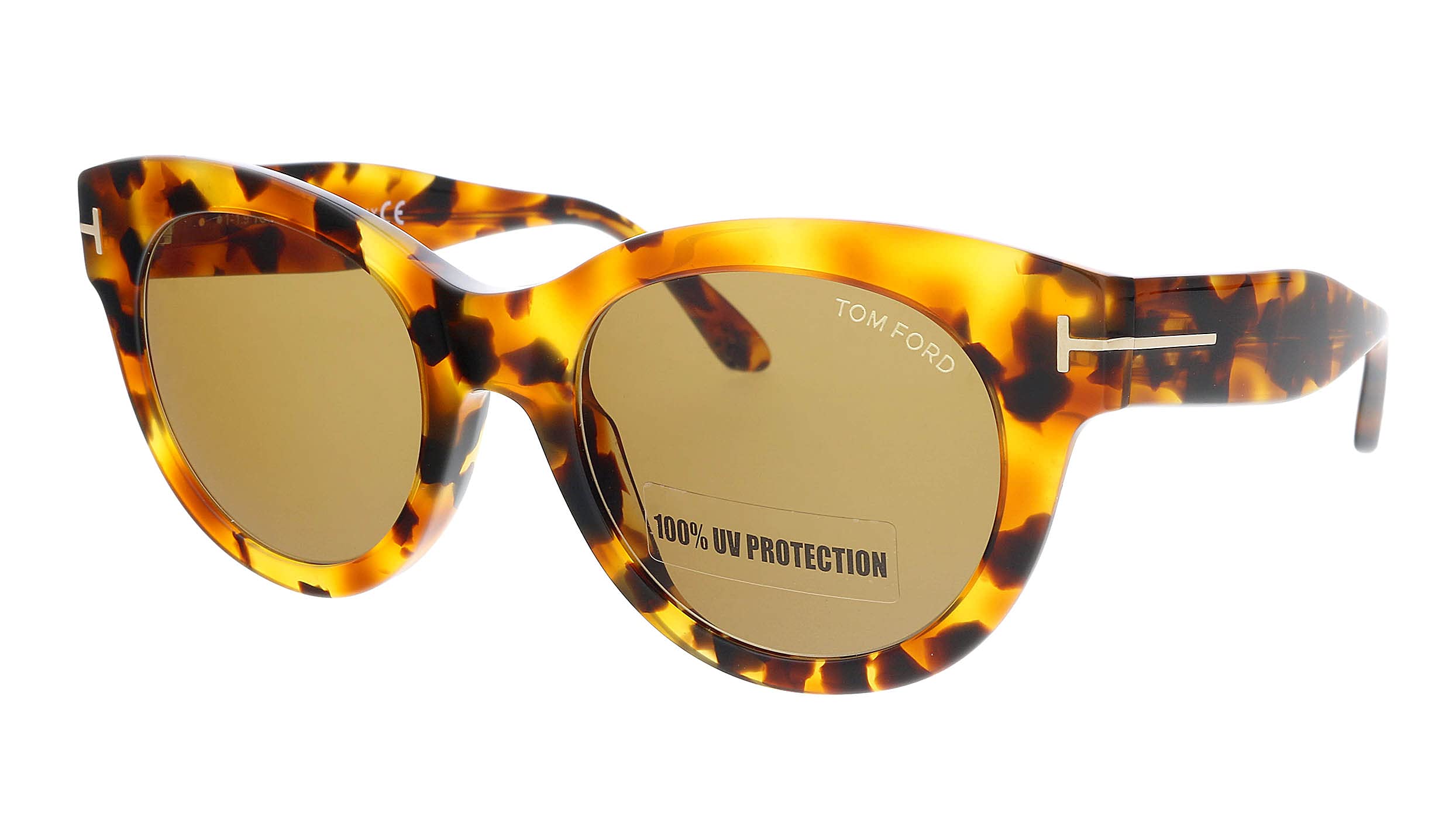 Tom Ford Lou TF 741 56E Havana Plastic Cat-Eye Sunglasses Brown Lens
