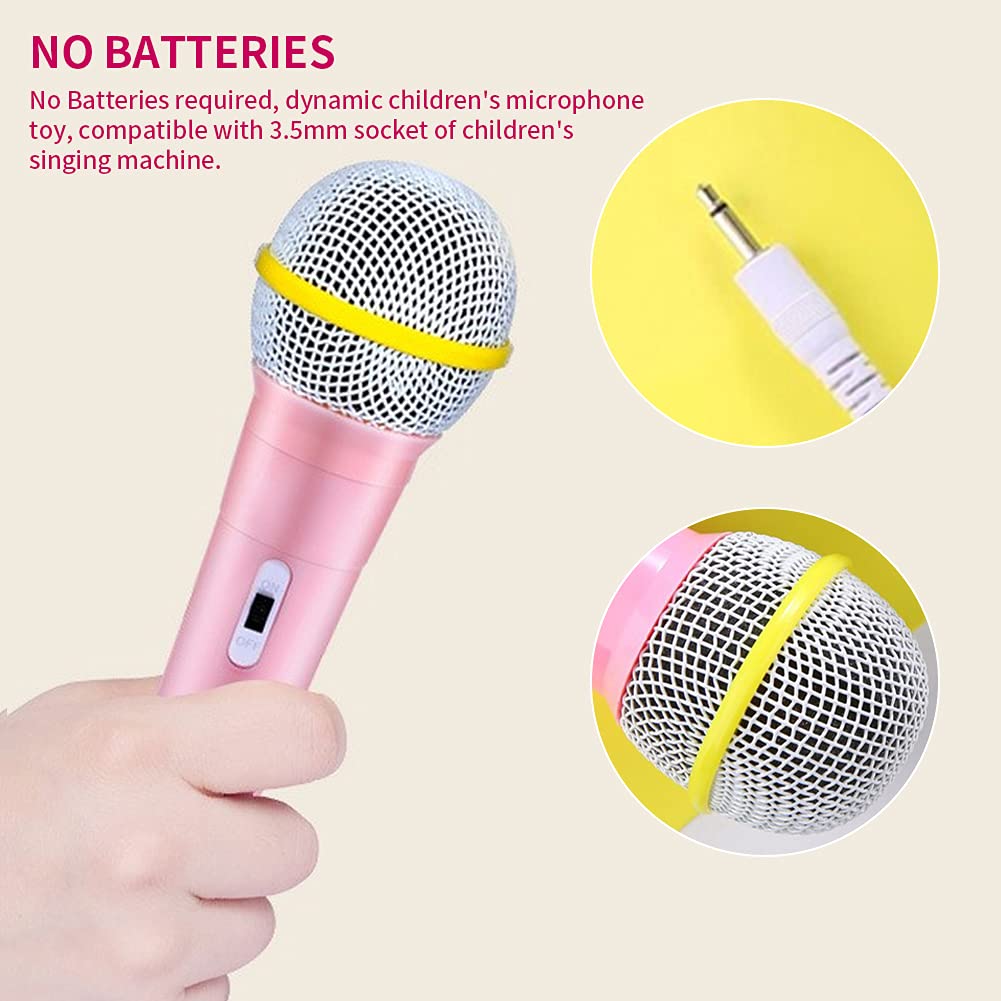 Yuhoo Wired Microphone, Wired Dynamic Microphone 3.5mm Jack Lightweight No Battery for Kids Singing Mechine Home Wired Microphone(Pink) free size