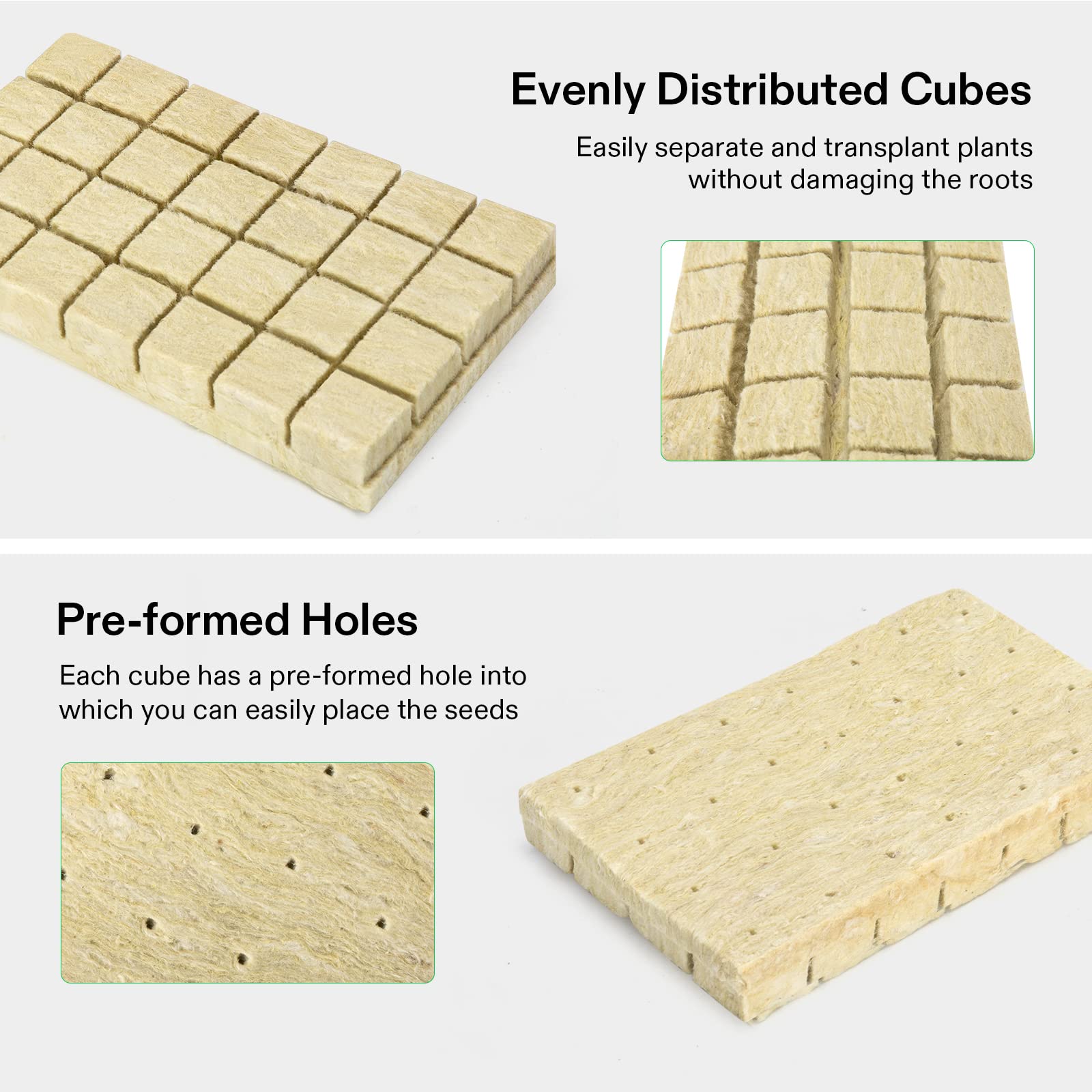 VIVOSUN 1.6" Rockwool Cubes, 28 Plugs Stonewool Starter Grow Cubes for Cuttings, Cloning, Plant Propagation, Seed Starting, Hydroponic Grow Media for Vigorous Plant Growth, 1 Sheets of 28 Plugs