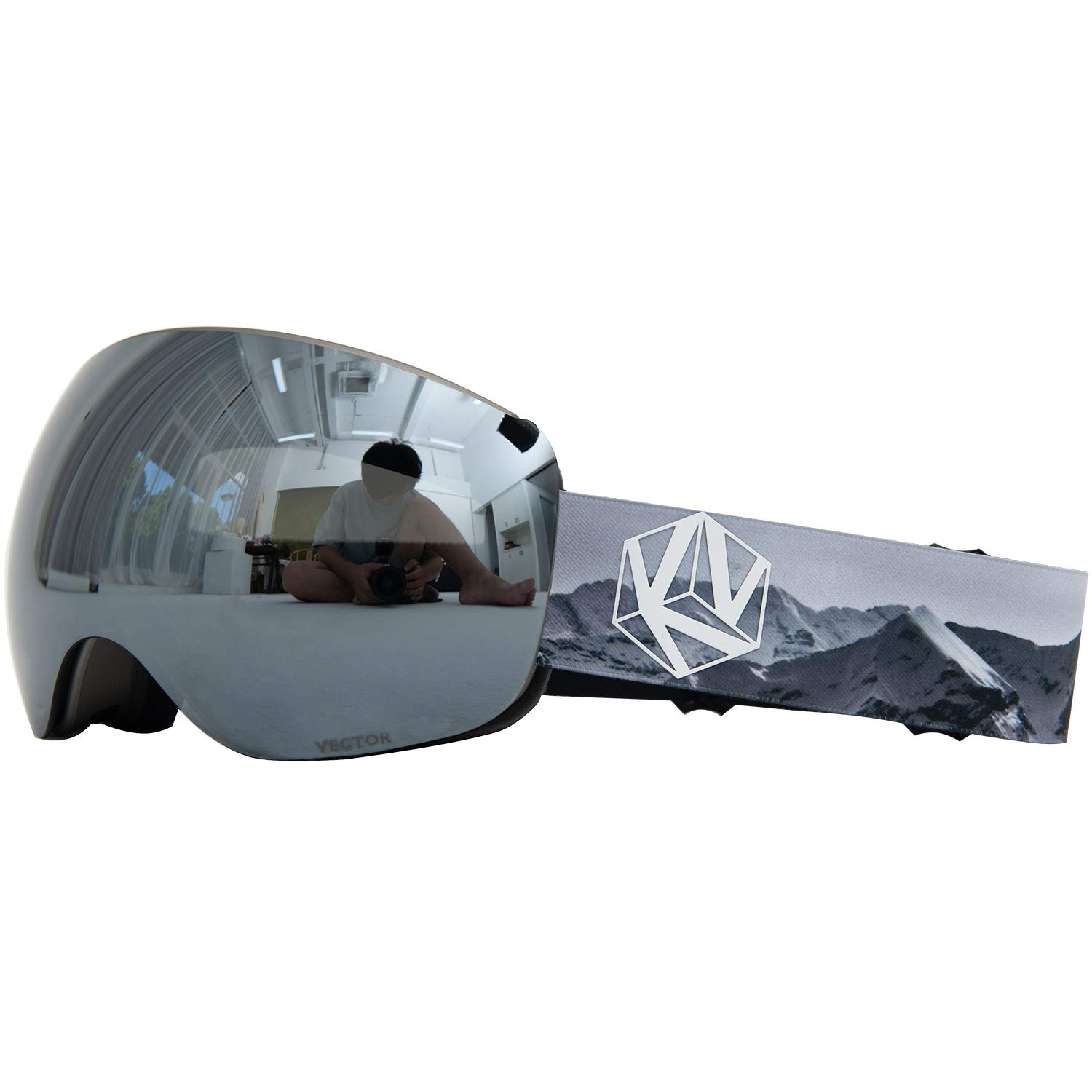 YLXS Ski Goggles Snowboard Frameless OTG Snow Goggles Spherical Interchangeable Magnetic Lenses Anti-Fog UV400 Men Women