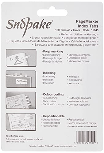 Snopake Index Tab PageMarkers with Colour Coded Tips 45 x 8 mm - 160 Tabs - Assorted [Ref: 15845]