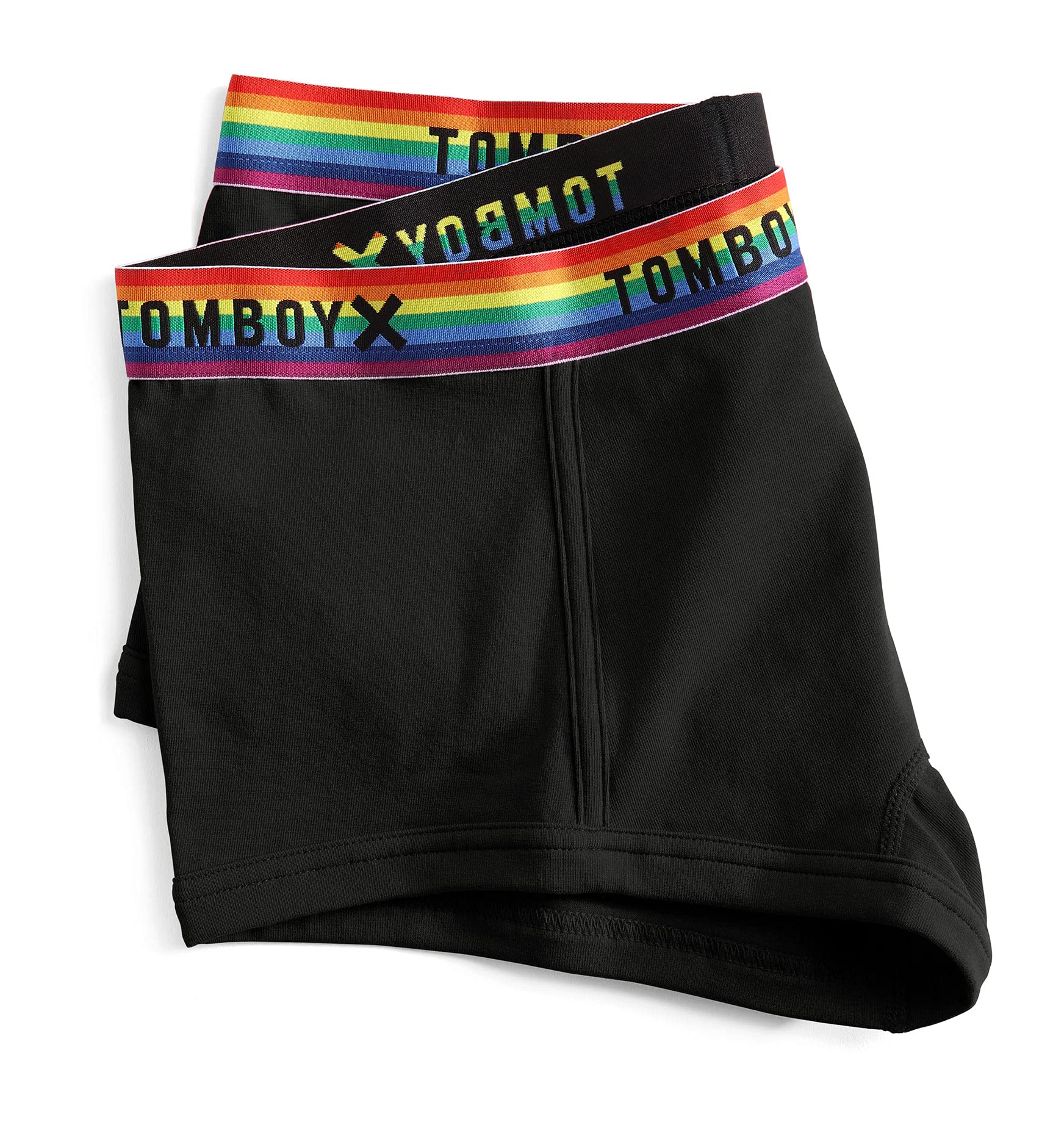 TomboyX Boy Short Underwear For Women, Cotton Stretch Comfortable Boxer Briefs Panties, X-Large/Black Rainbow