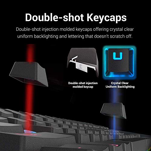 Wired Gaming Keyboard 87 Keys RGB LED Backlight Ergonomic Design Mechanical Keyboard