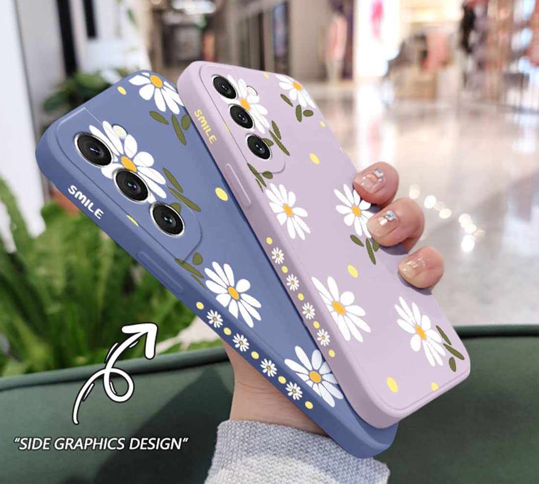 Sunswim Compatible with Galaxy A50 Case Cute Daisy Pattern Full Camera Lens Protection Shockproof TPU Bumper Liquid Silicone Protective Cover Phone Cases for Samsung Galaxy A50/A50s/A30s-Black