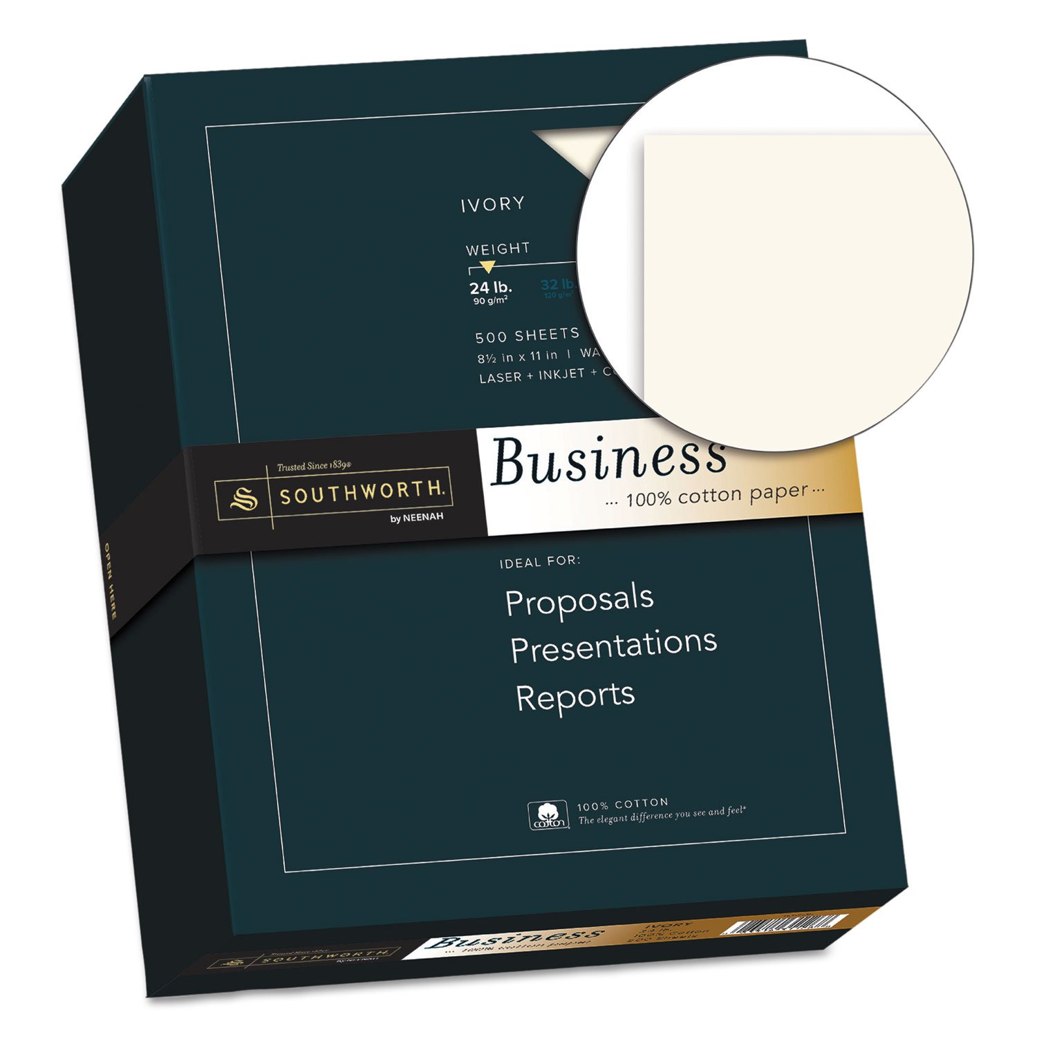 Southworth 3112616 100% Cotton Business Paper Ivory 24 lbs. Wove 8-1/2 x 11 500/Box