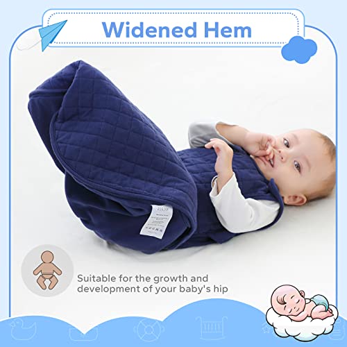 ZIGJOY Gently Weighted Baby Sleep Sack, 1.2 TOG Newborn Sleeping Bag with 2-Way Zipper, Toddler Transition Sleeping Bag for 6-12 Months Navy Blue