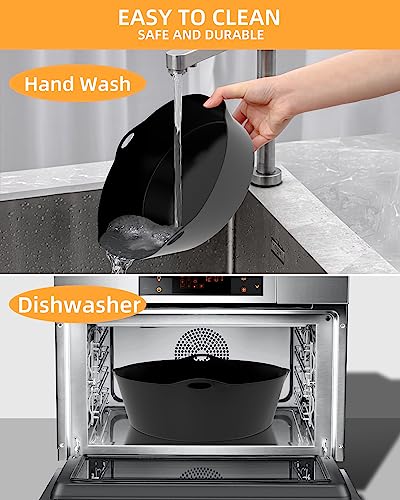 Ziimlpo Silicone Slow Cooker Liners Divider for 7-8 Quart Oval Crockpot, Reusable and Leak-proof Slow Cooker Divider Liner, BPA Free (Black)