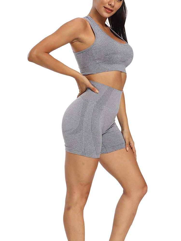 Women's Workout Sports Bra High Impact Support Wirefree Seamless Racerback Top
