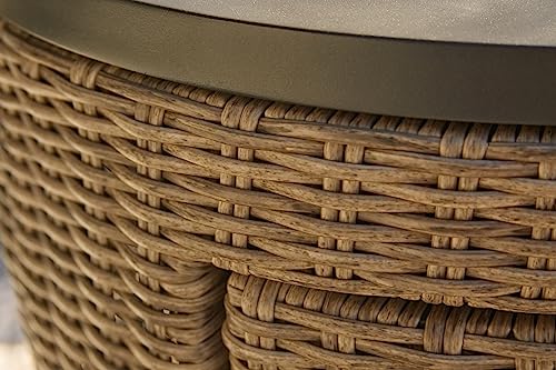 Signature Design by Ashley Malayah Casual Outdoor Resin Wicker Gas Firepit Table, Brown