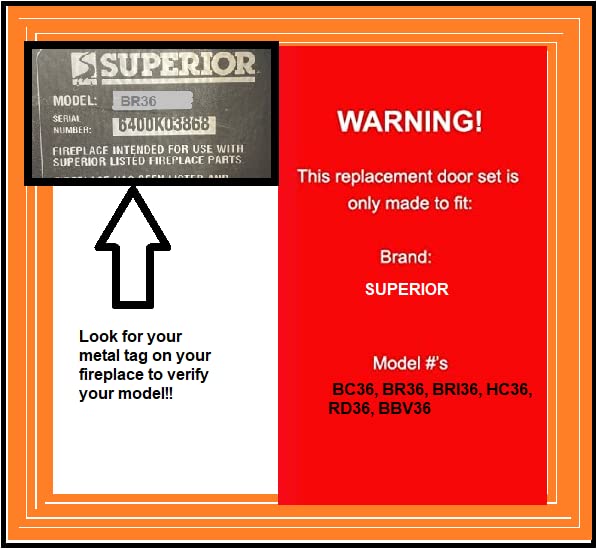 Superior Fireplace Replacement Doors (Black) | ONLY for Model Numbers BC36, BR36, BRI36, BBV36 | Verify Model Number On Metal Plate Inside Fireplace