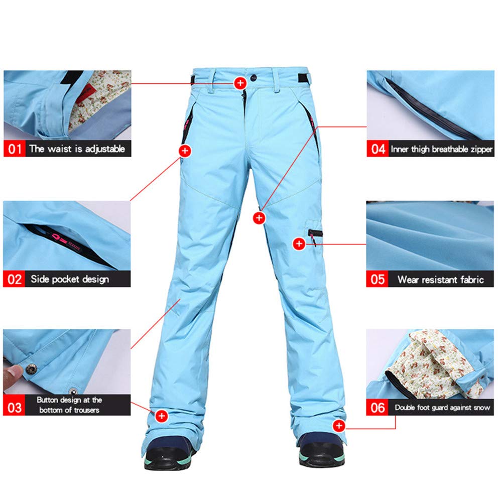 YEEFINE Women's Snowsuit Ski Jacket and Pants Set Two Piece Waterproof Windproof Winetr Warm Snowboard Snow Coats(Lsf+Blue,S)