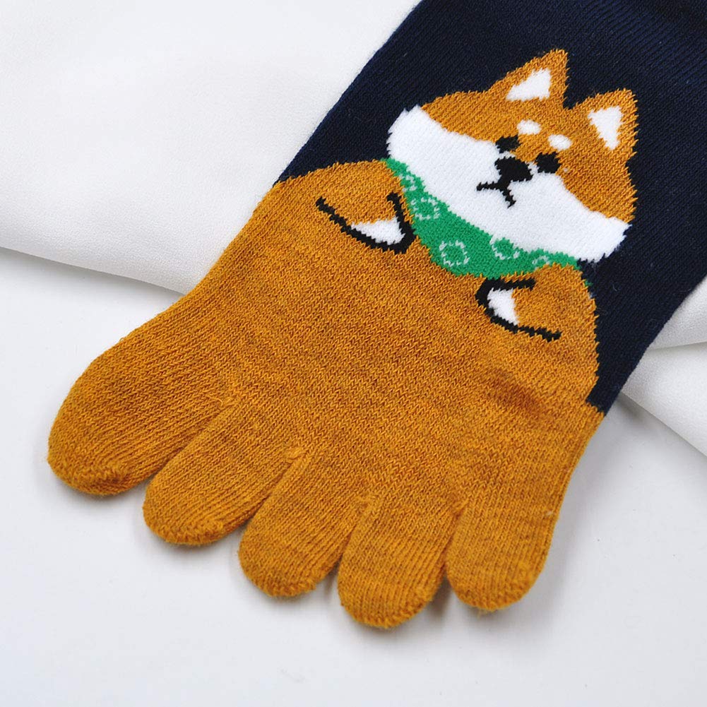 Womens Toe Socks Cotton Five Finger Socks Cute Animal Socks Colorful Funny Casual Crew Socks for Ladies