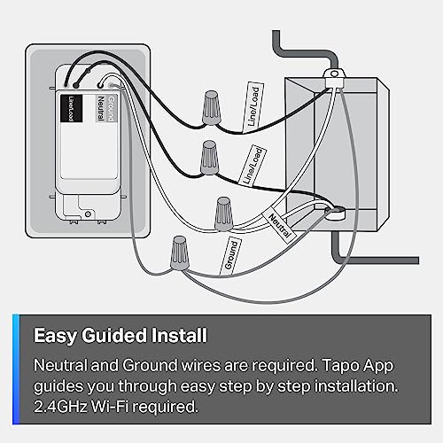 TP-Link Tapo Matter Smart Light Switch: Voice Control w/Siri, Alexa & Google Assistant | UL Certified | Timer & Schedule | Easy Guided Install | Neutral Wire Required | Single Pole | Tapo S505