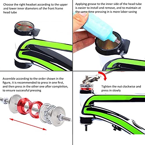 Dilwe Mountain Bike Headset Front Fork Headset 44mm Alu Threadless Aluminum Alloy Headset Replacement Bicycle Accessory for Mountain Bike(red)